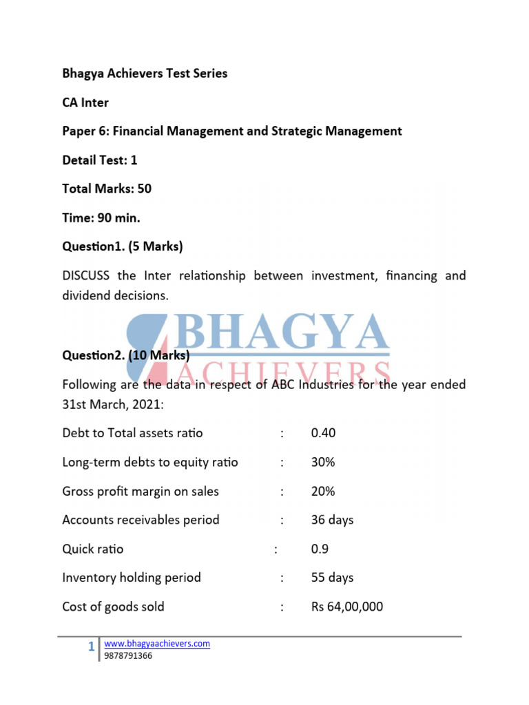 1731564628FMSM Detail Test 1 CA Inter | PDF | Balance Sheet | Dividend