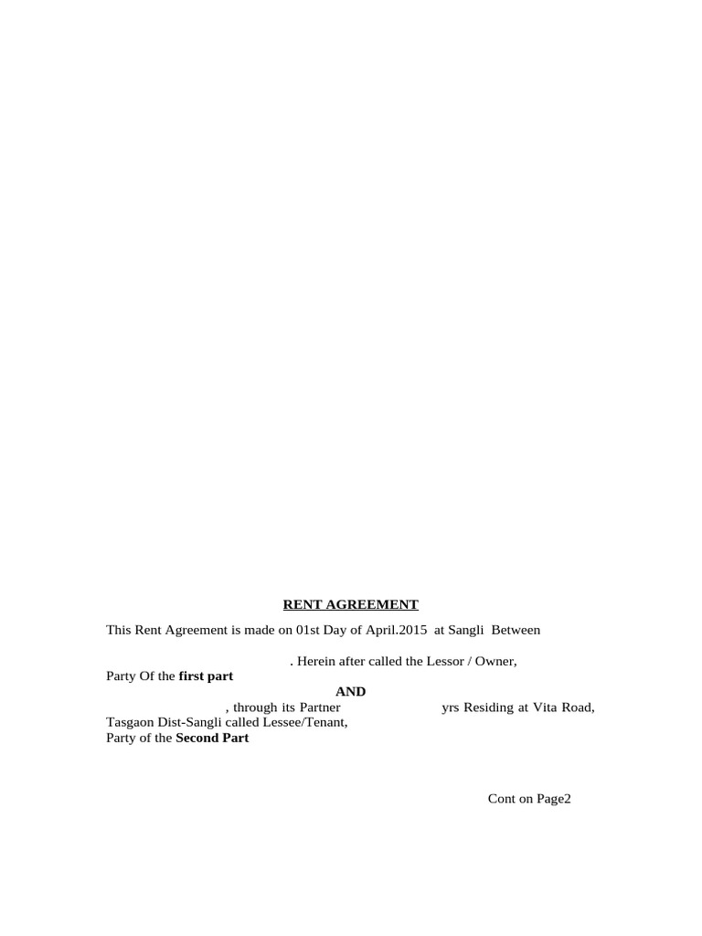 Format_Rent Agreement (1) | PDF | Lease | Leasehold Estate