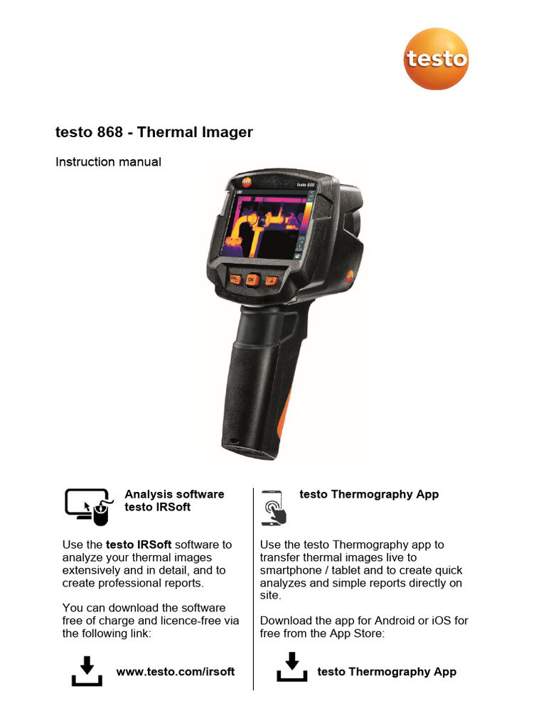 Testo 868 Thermal Imager Manual | PDF | Thermography | Mobile App