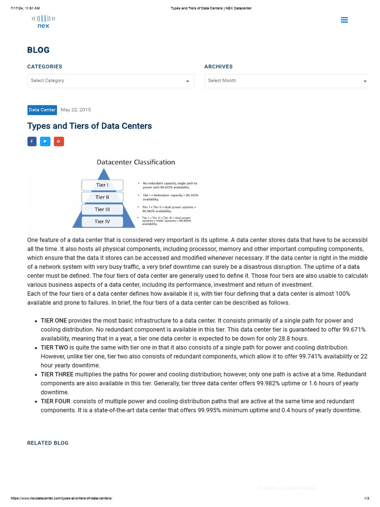 Types and Tiers of Data Centers _ NEX Datacenter | PDF | Data Center | Computer Hardware