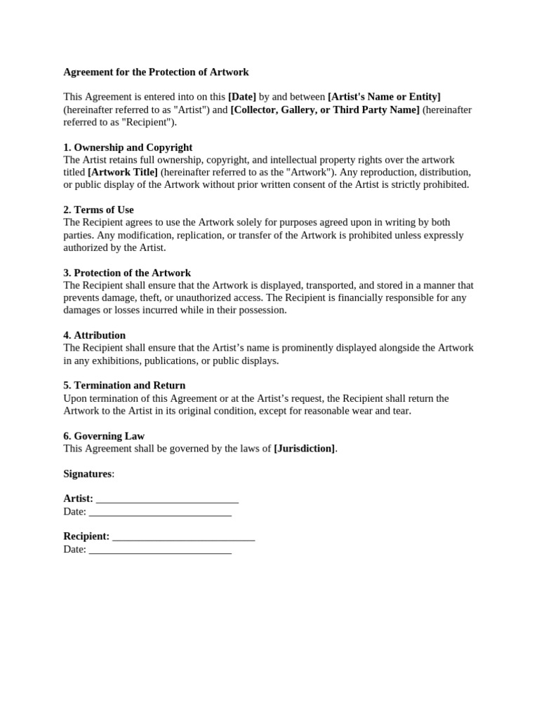 Agreement For The Protection of Artwork | PDF