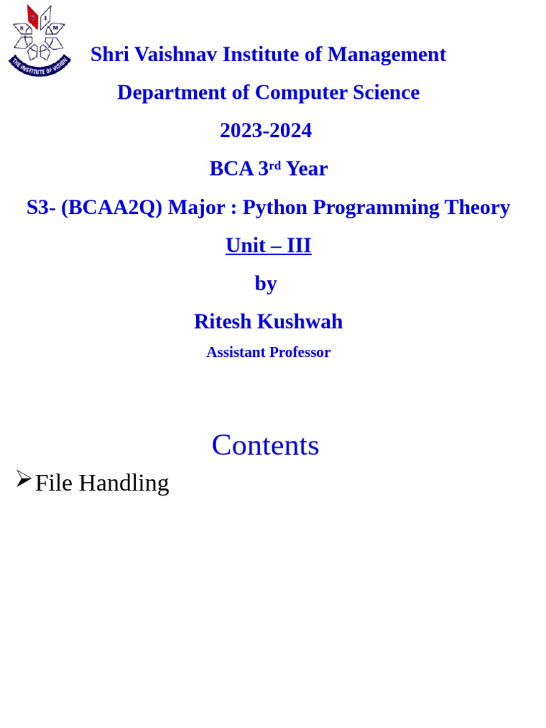 Bca 3rd Year Python File Handling Pdf Computer File Computer Programming
