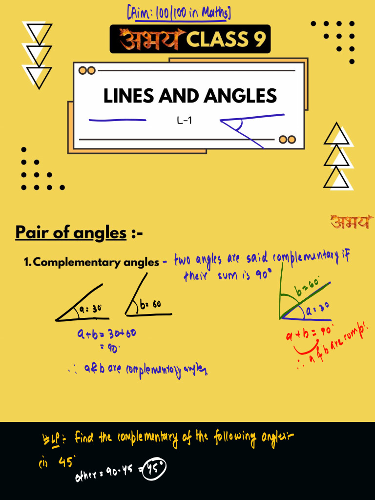 Lines and angles part 1 class 9 | PDF