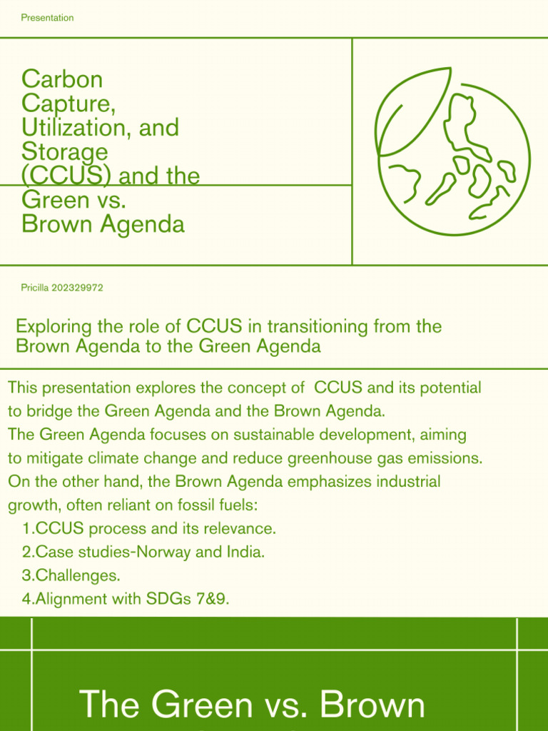 Carbon Capture, Utilization, And Storage (CCUS) and the Green vs. Brown Agenda.pdf | PDF