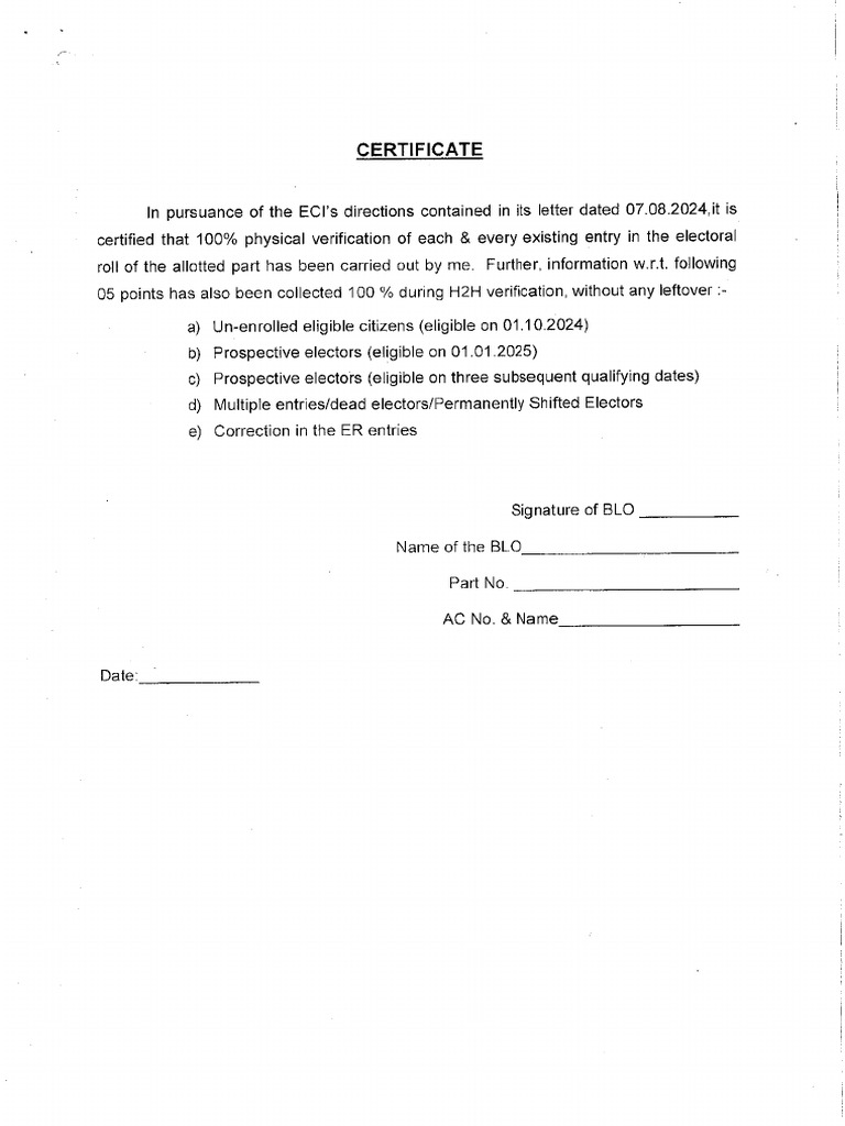 BLO CERTIFICATE | PDF