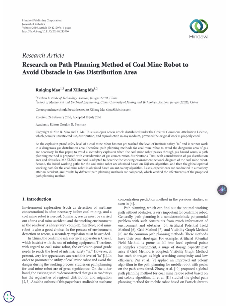 Research on Path Planning Method of Coal Mine | PDF
