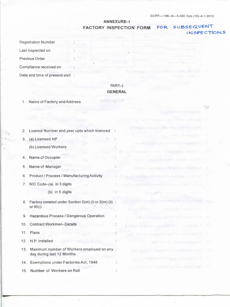 cifbsubsequent-inspection-form | PDF | Labor Relations