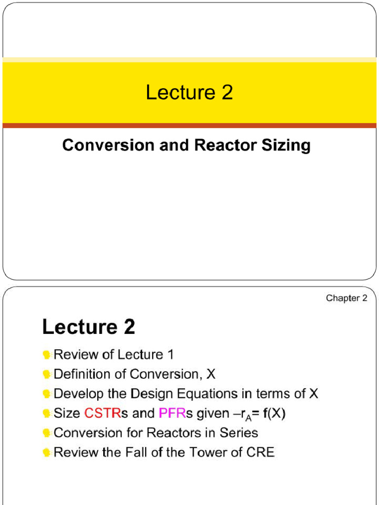 Lecture 2 Conversion and Reactor Sizing | PDF