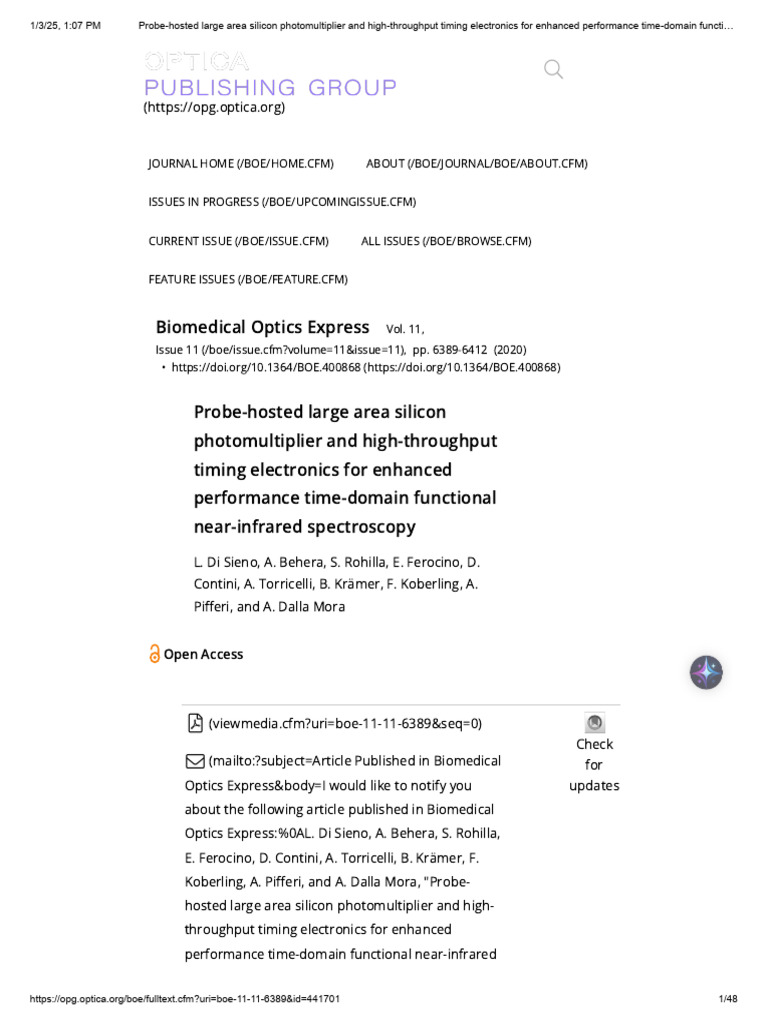 Biomedical Optics Express | PDF | Laser | Optical Fiber