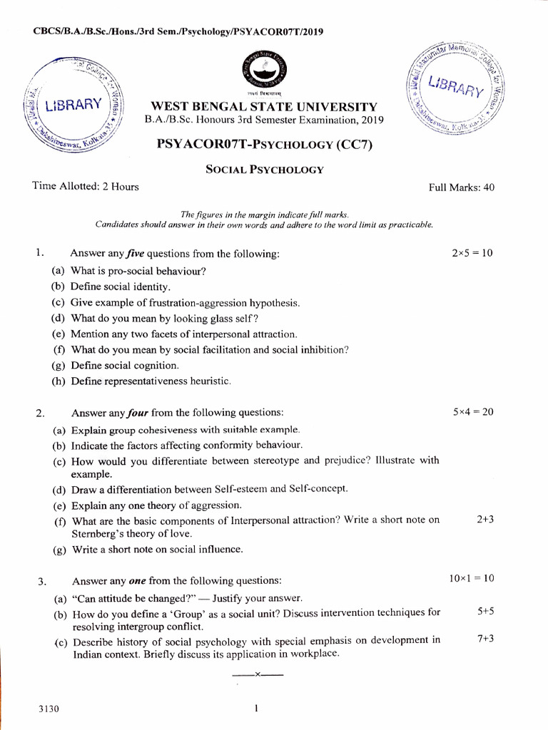 Social Psychology Exam Questions 2019 | PDF | Social Psychology ...