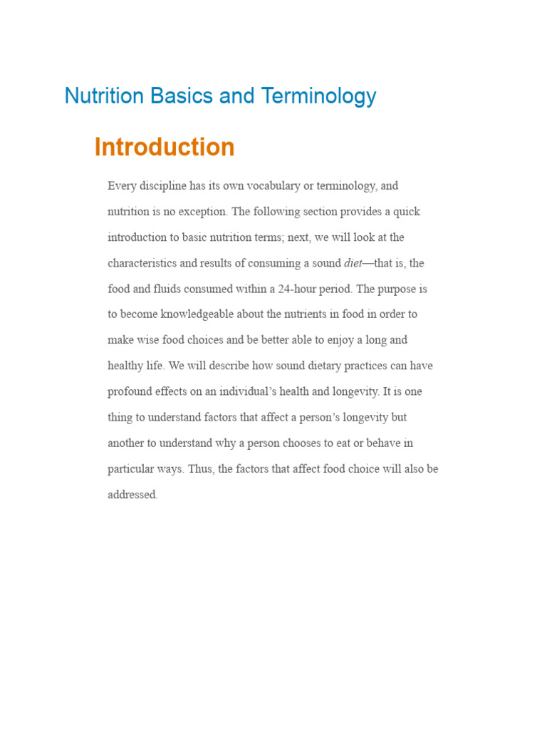 Nutrition Terms & Basics Guide | PDF | Carbohydrates | Alcoholic Beverages