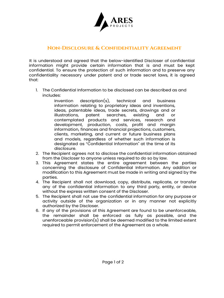 Nda Form | PDF | Non Disclosure Agreement | Intellectual Property Law
