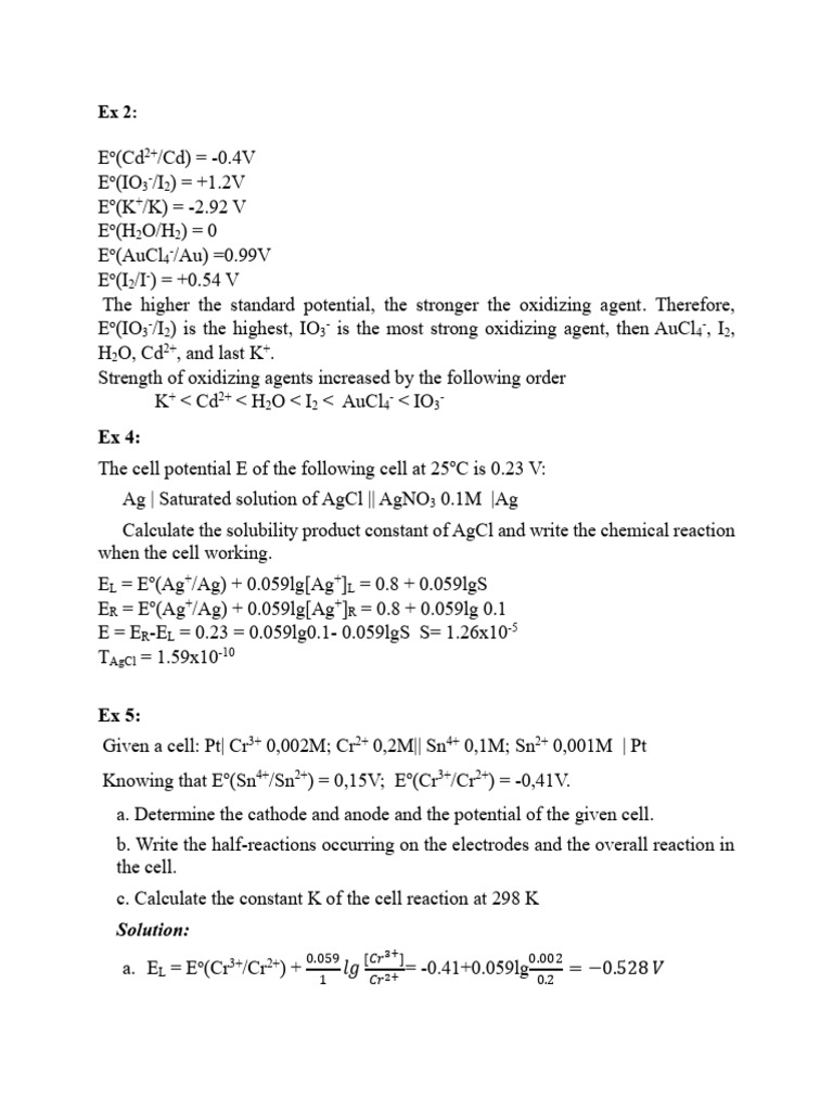 Solutions-Electrochemistry | PDF