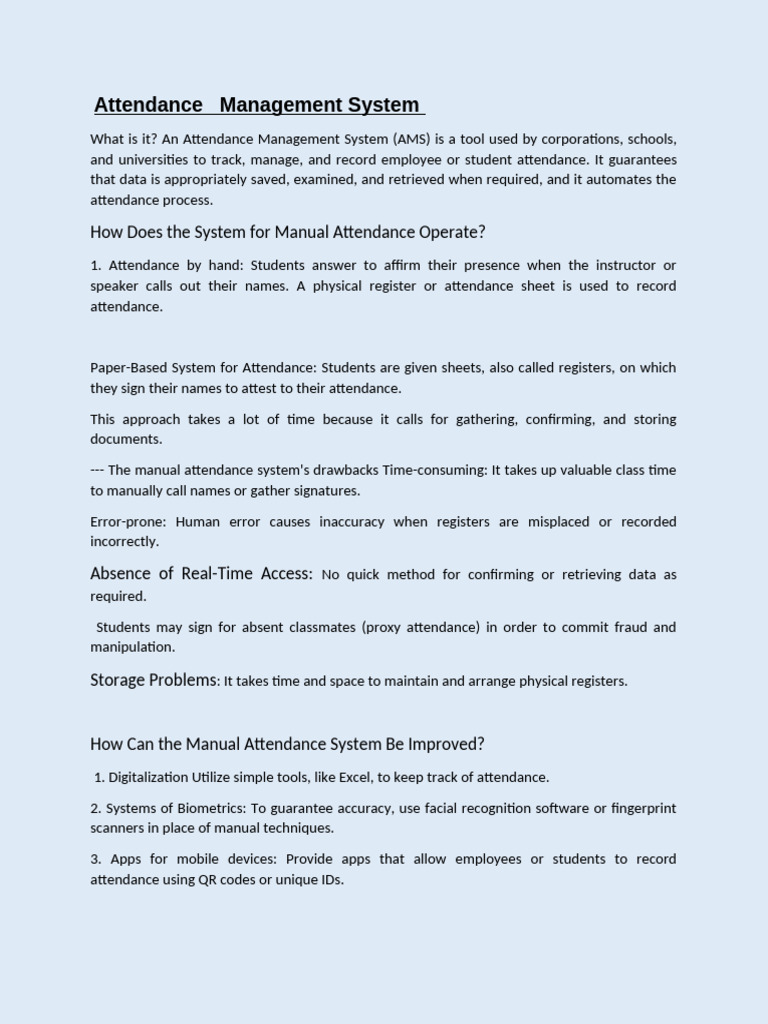 Attendance Management System 2025 Pdf Databases Biometrics