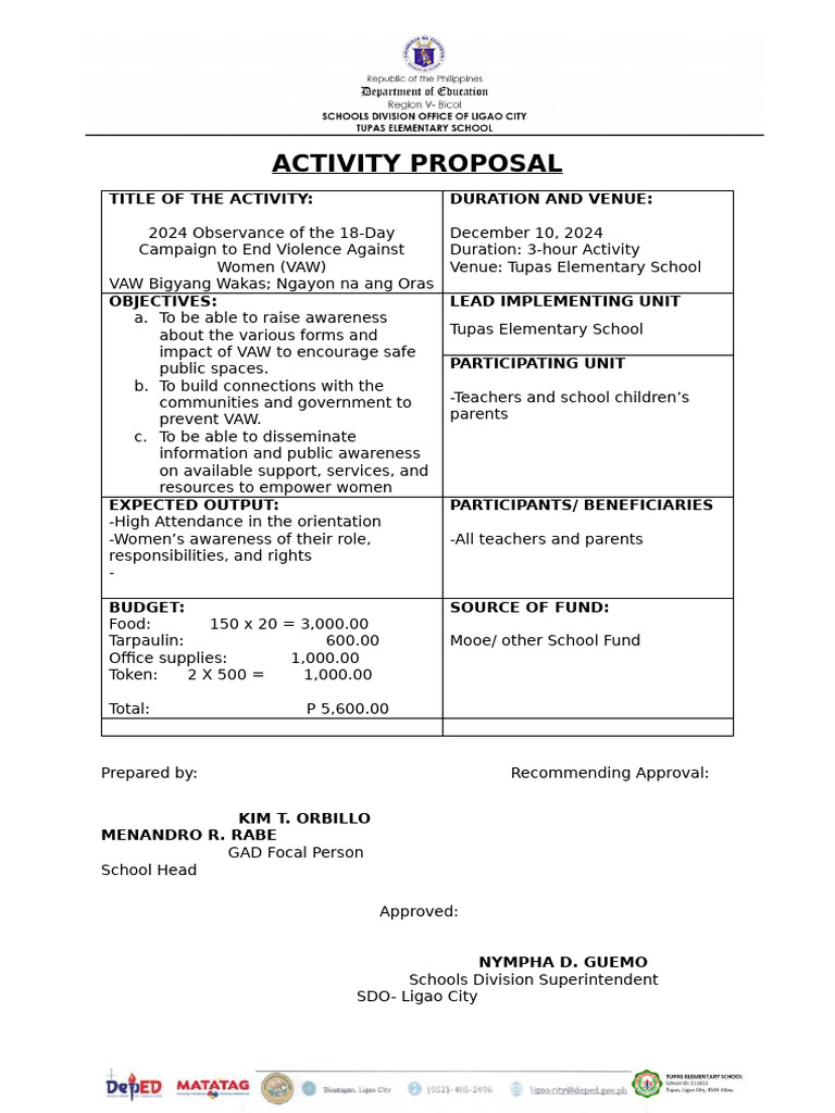 ACTIVITY PROPOSAL and Appearance - Copy - Copy | PDF