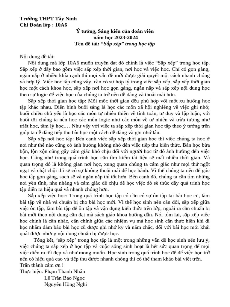 "Sắp Xếp" Trong Học Tập | PDF