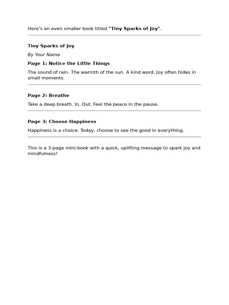Tiny Sparks of Joy | PDF