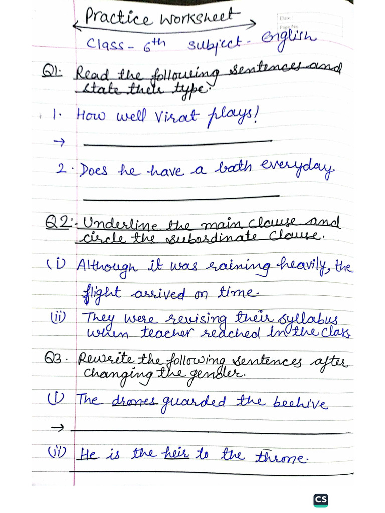 English Practice Worksheet | PDF
