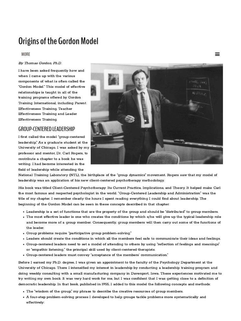 父母效能培训课程起源 Origins of the Gordon Model - Gordon Training International ...