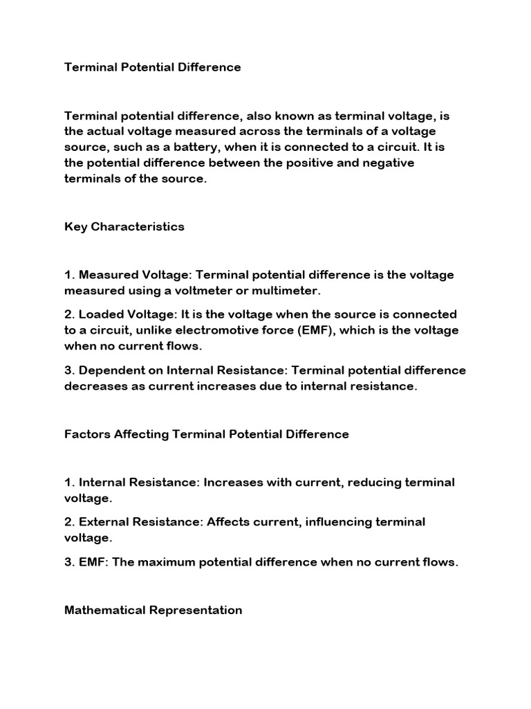 Terminal Potential Difference | PDF | Voltage | Electrical Network