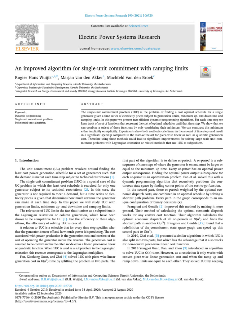 An-improved-algorithm-for-single-unit-commitment-_2021_Electric-Power-System | PDF | Dynamic ...
