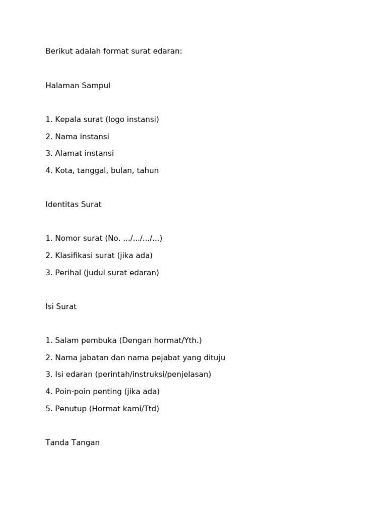 Format Surat Edaran Resmi | PDF