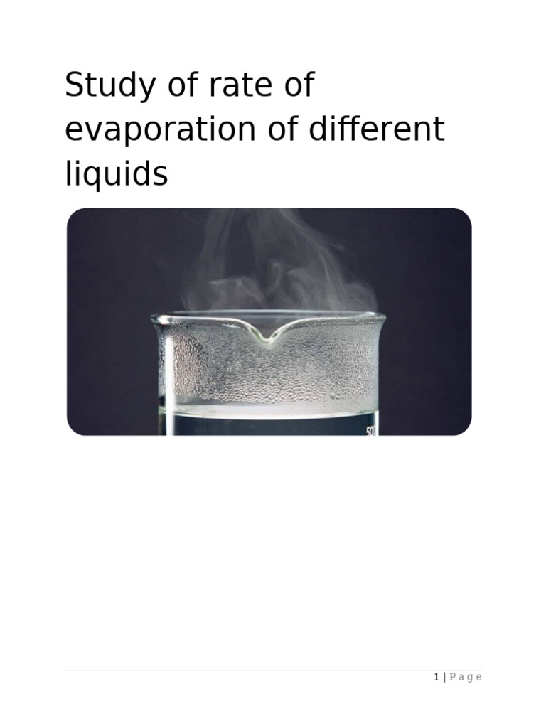 Evaporation Rates of Various Liquids | PDF | Evaporation | Liquids