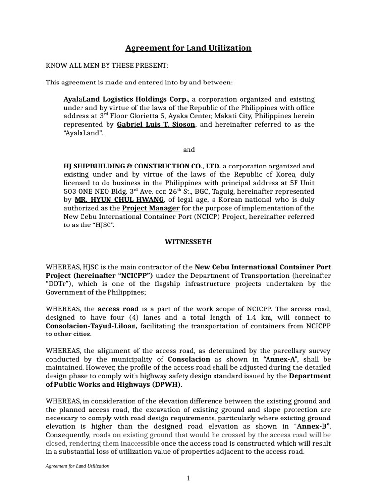 11272024 Agreement for Land Utilization Rev02 | PDF | Breach Of ...
