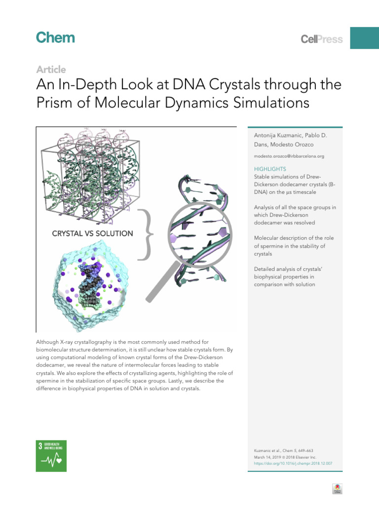 An in Depth Look at DNA Crystals Through the Prism of Molecular Dyn ...