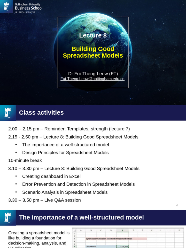 Lecture8_Building Good Spreadsheet Models | PDF | Spreadsheet | Microsoft Excel