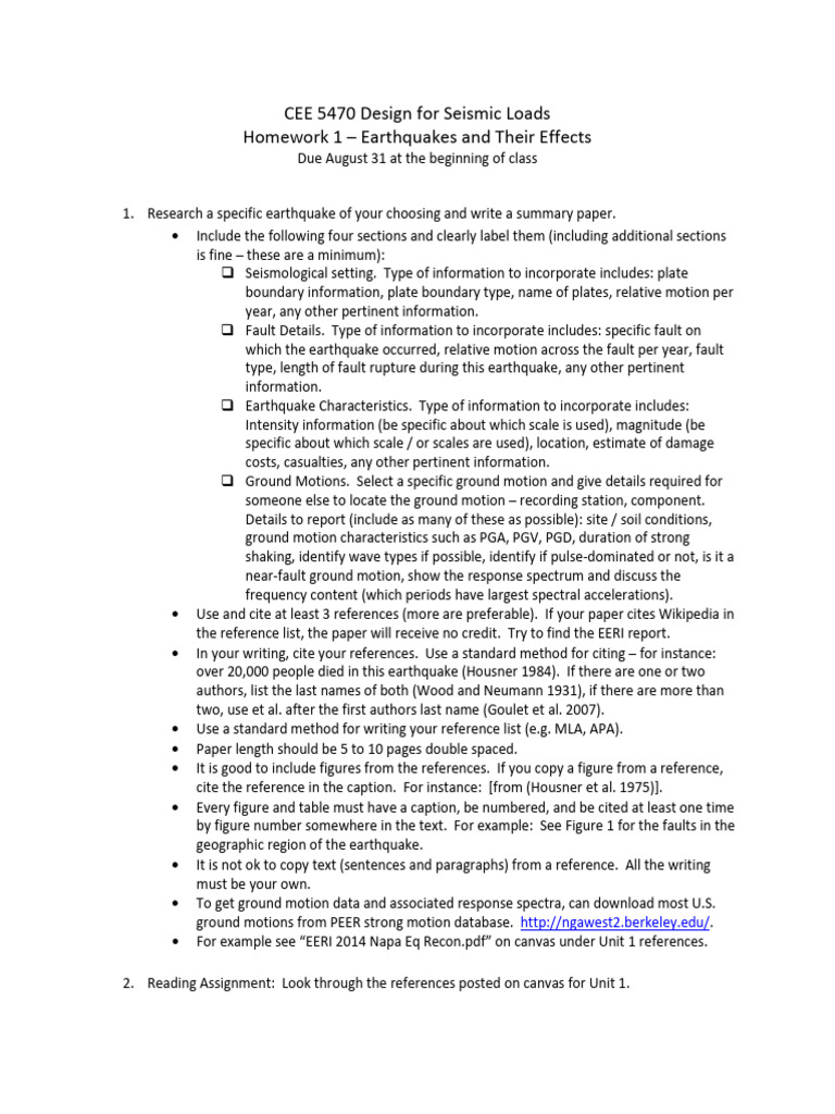 Homework 1 | PDF | Earthquakes | Geology