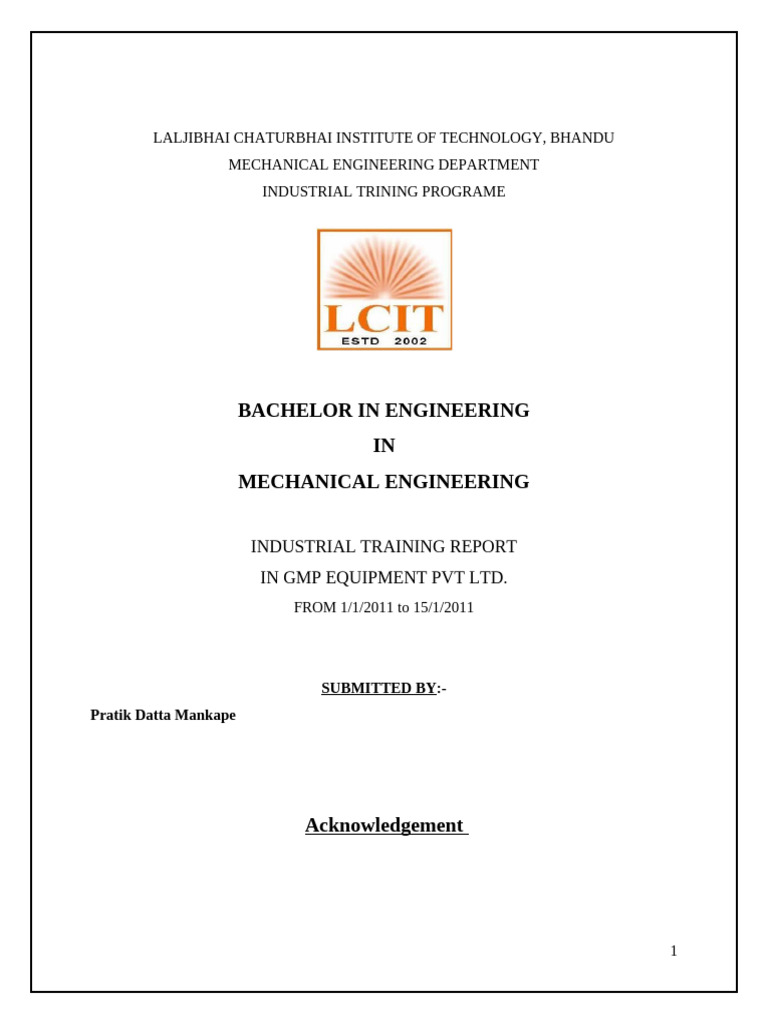 Training Report of Mechanical Engineer | PDF | Pump | Washing Machine