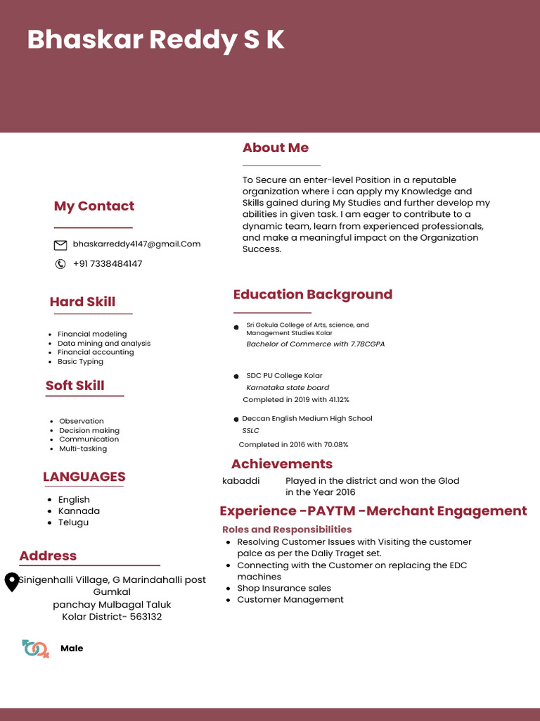 Bhaskar CV | PDF
