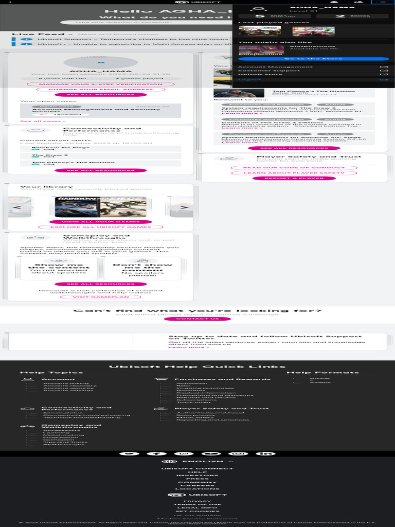 Ubisoft Support Updates & Issues | PDF | Ubisoft | Computing