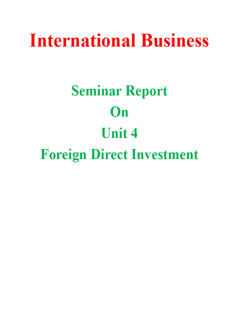seminar report | PDF | Foreign Exchange Market | Foreign Direct Investment