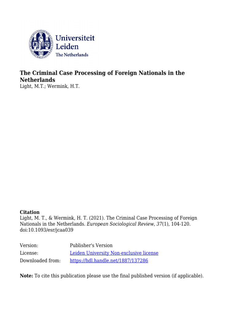 Light and Wermink | PDF | Crimes | Crime & Violence