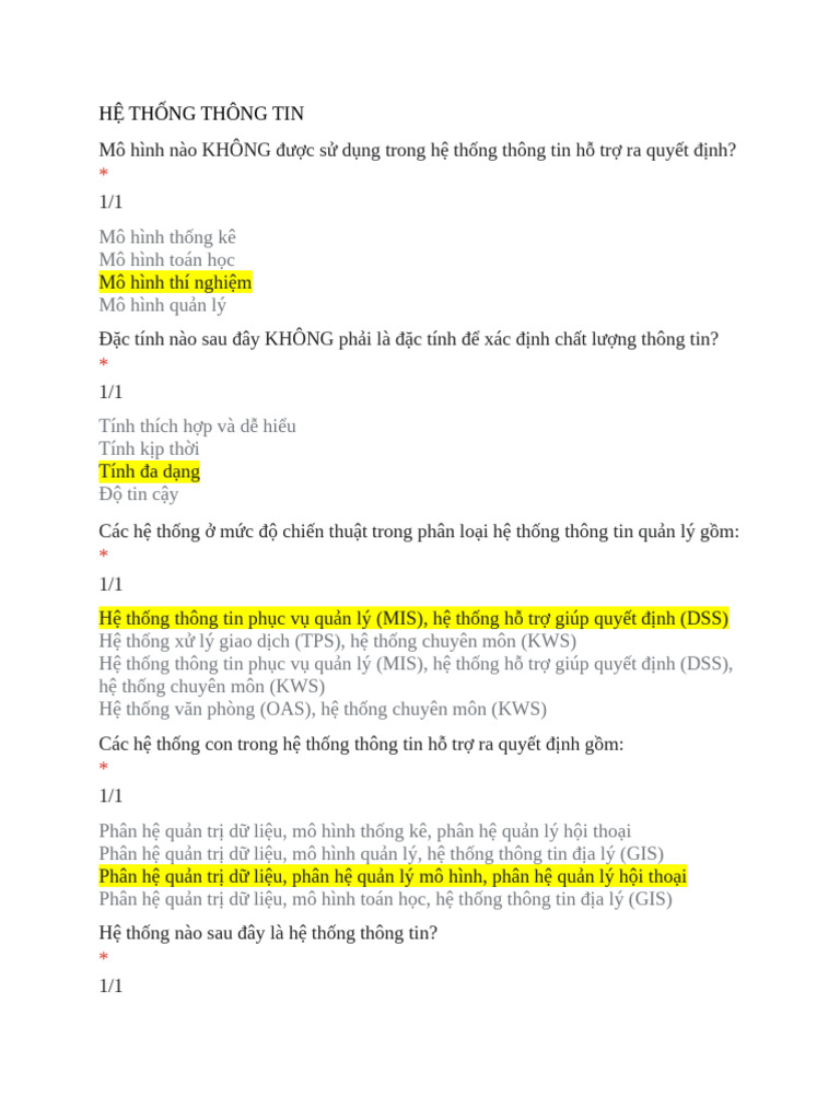 HỆ THỐNG THÔNG TIN | PDF