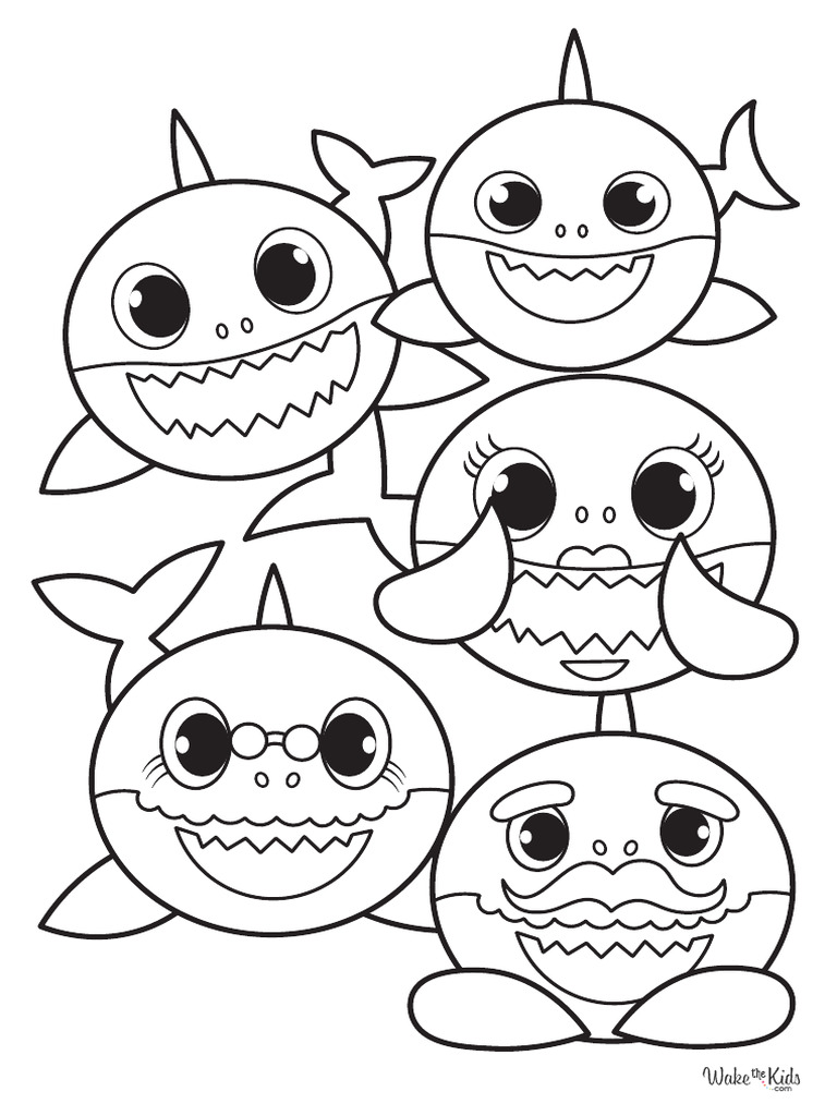 Baby Shark Family Coloring Page A4 | PDF