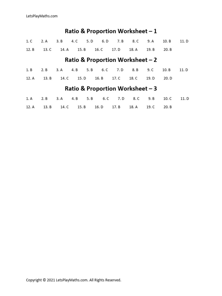 Ratio and Proportion Answer | PDF
