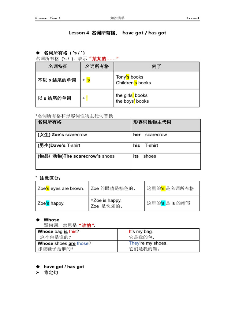 New Grammar Time1-L4 | PDF