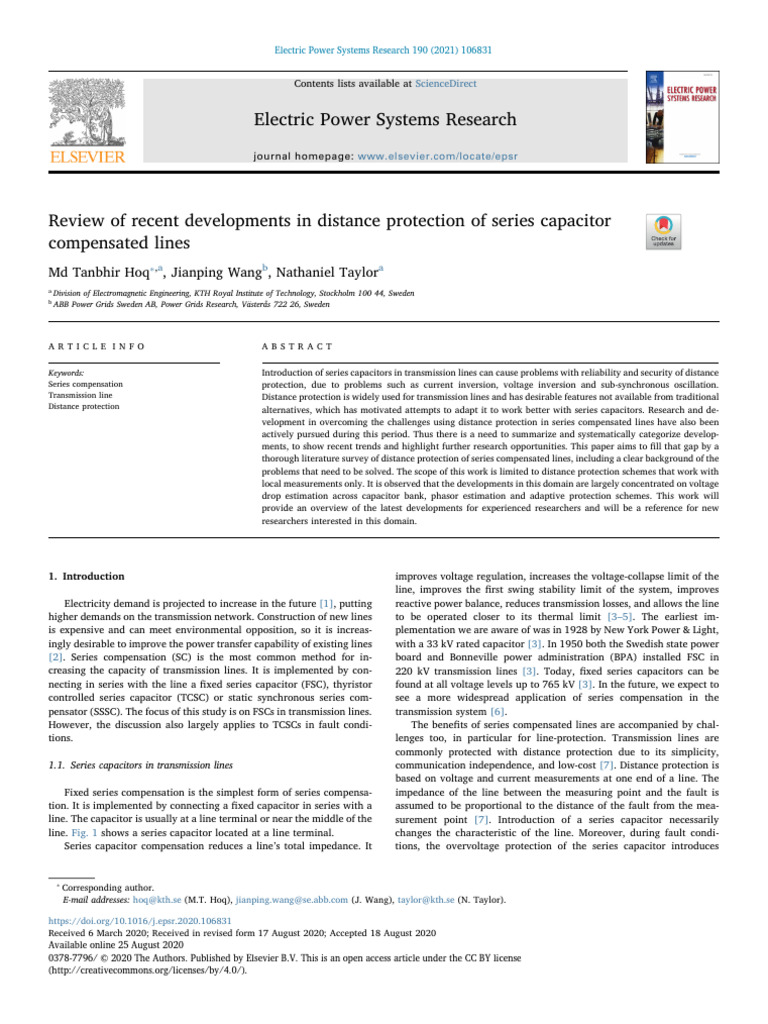 Review of Recent Developments in Distance Protection 2021 Electric ...