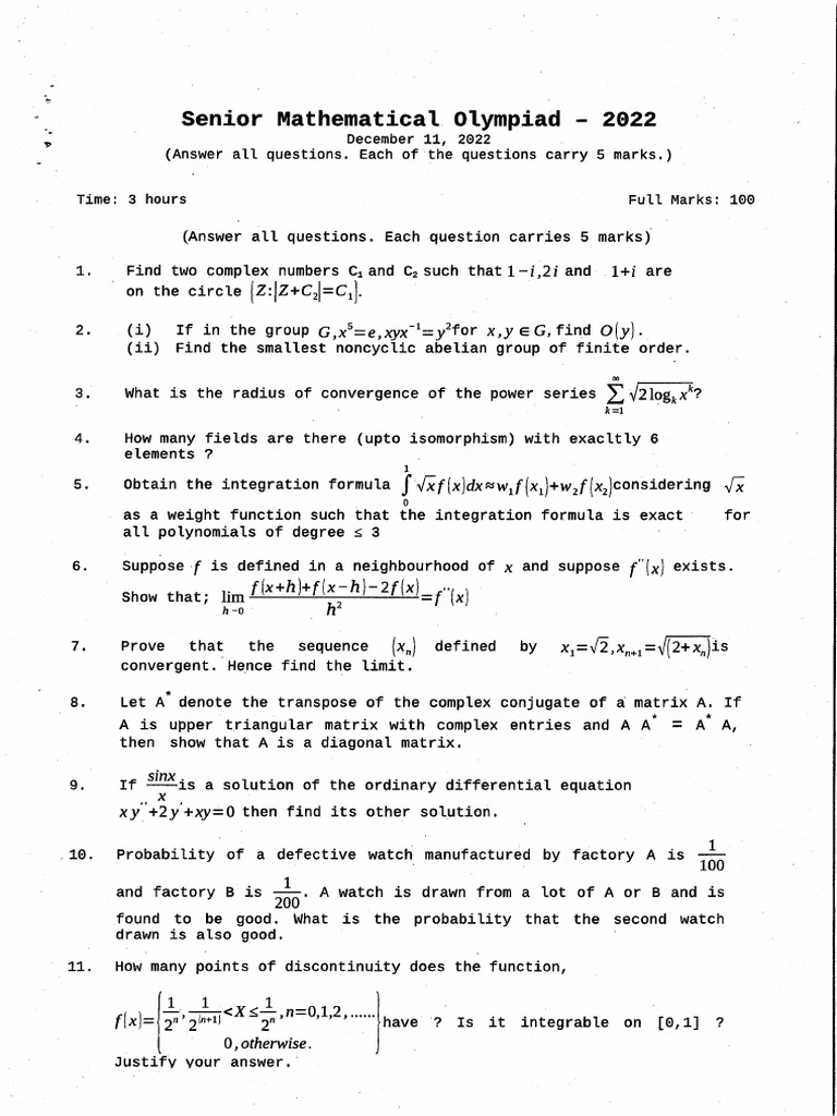 Smo 2022 Question Paper | PDF