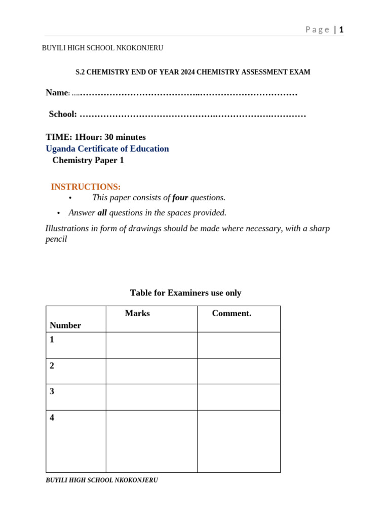 S2 CHEMISTRY | PDF | Chemistry | Water