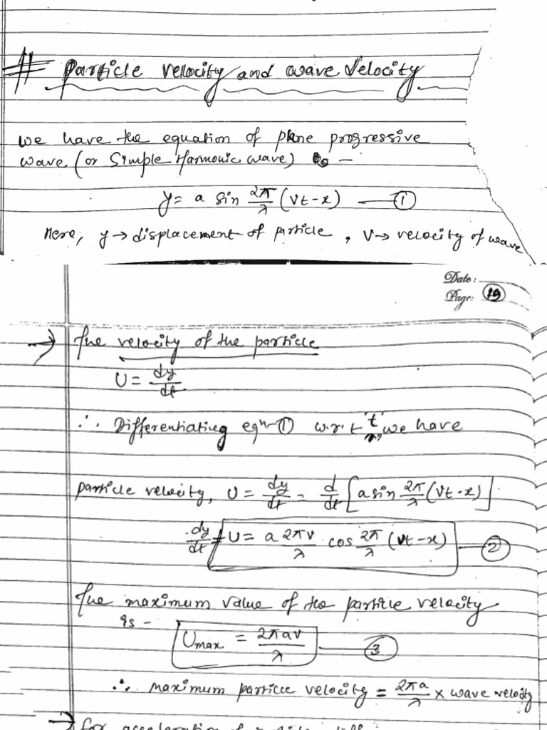 Particle velocity and wave velocity (Relation) (1) | PDF