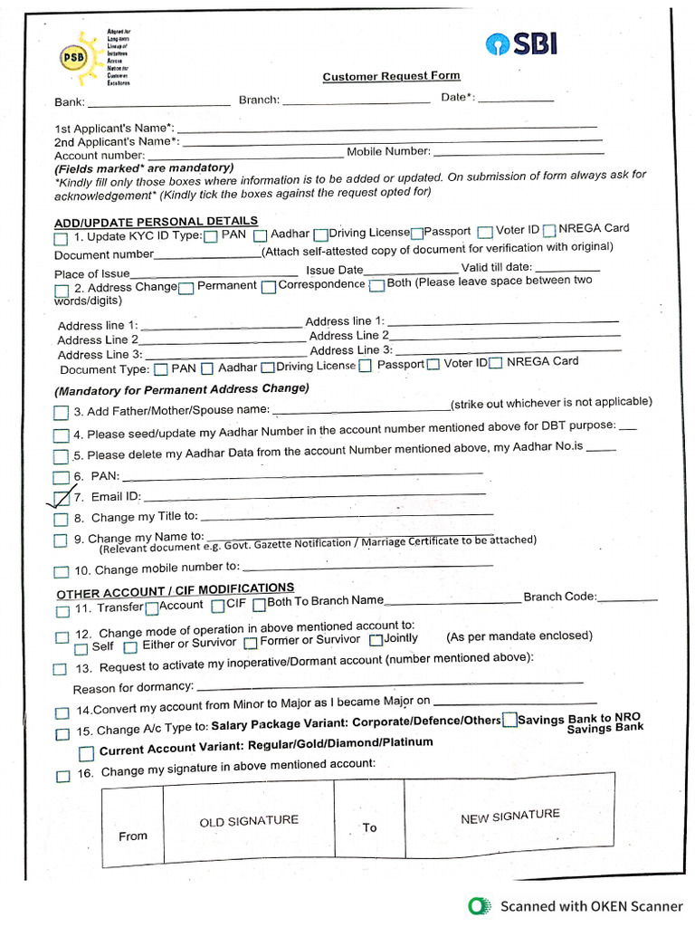 Sbi Form | PDF