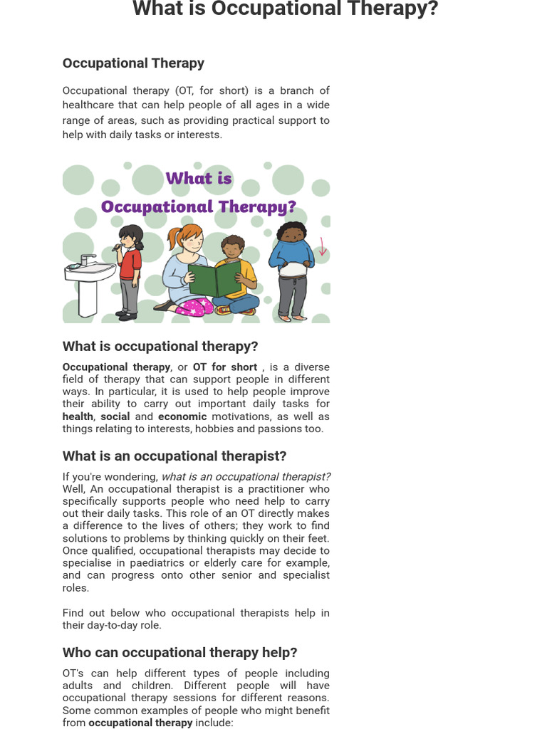What Is Occupational Therapy - What Is An Occupational Therapist | PDF