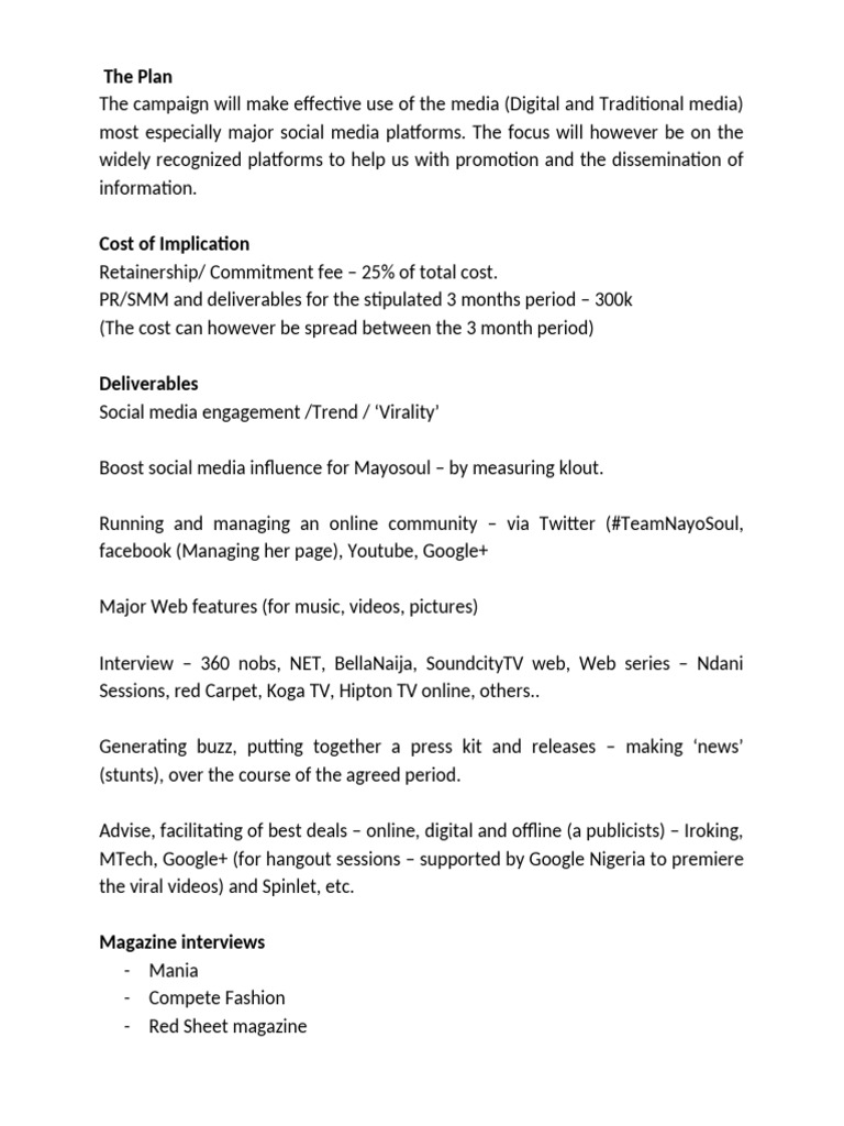 The Plan | PDF | Social Media | Popular Culture & Media Studies