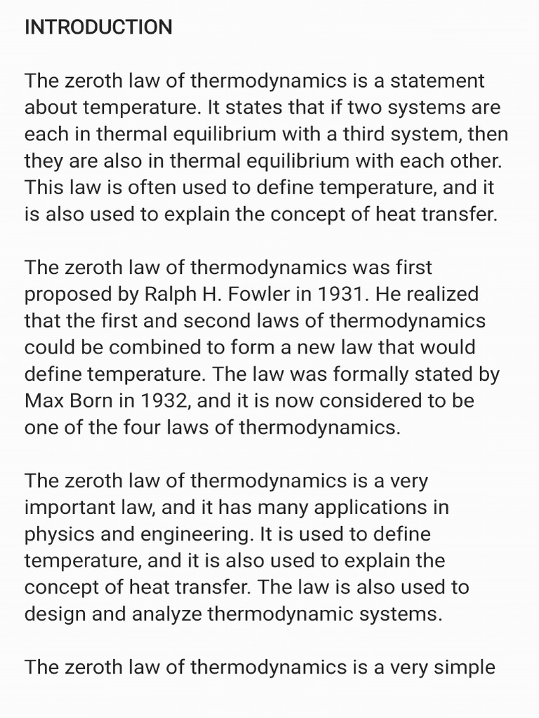 Zeroth Law of Thermodynamics Project 1 - 240127 - 142722 | PDF