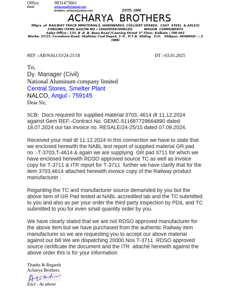 Nalco Letter | PDF