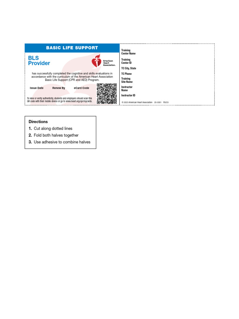 BLS Certification Card Instructions | PDF